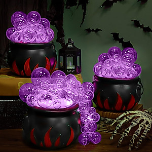YUJUN 3 Packs Halloween DIY Bubbling Cauldron Bowl Decorations with Transparent Spheres Black Plastic Witch Jar Kettle Party Decoration Vintage Spooky for Halloween Indoor Home Table Decor Supplies