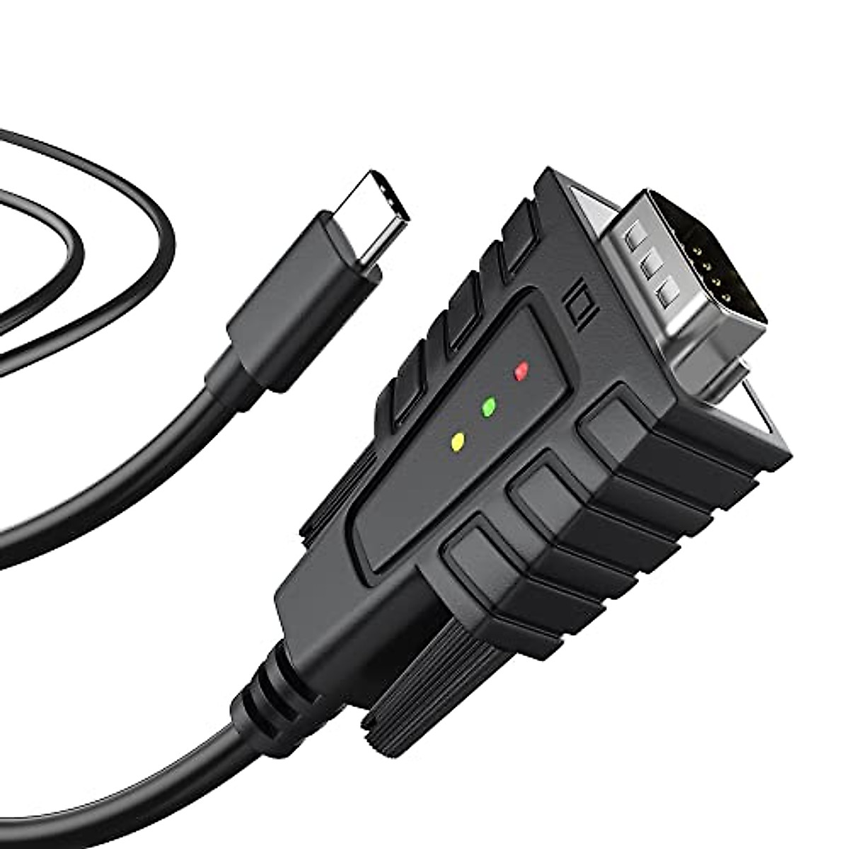 DriverGenius USB C to Serial RS232 DB9 Adapter Cable with 3 x LED Indicators - Prolific PL2303 - Compatible for Windows 11, macOS Sequoia 15.1.1 (USB232A-B-C, 3ft/1m)