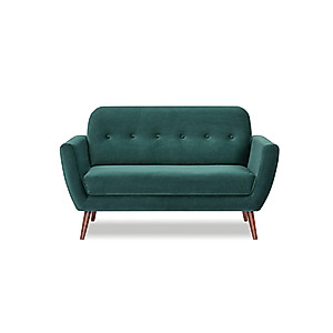 Artdeco Home Oakland loveseat Sofa – mid-Century Modern Style, Soft Fabric Upholstery, Design for Small Spaces, Living Room and Apartment, Easy Assembly (Velvet, Green)