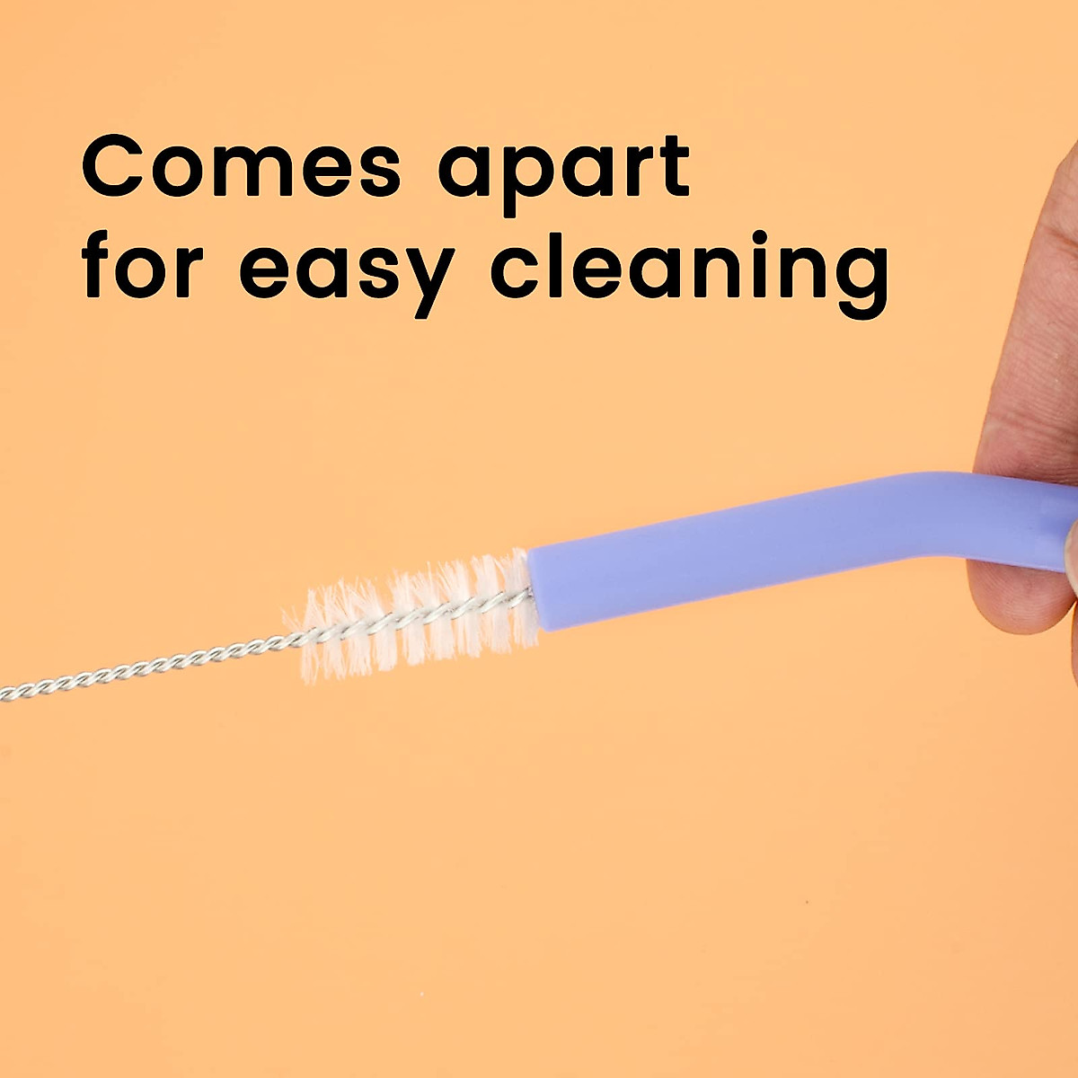 Sursip Set of 6 reusable stainless steel straws with silicone, 8mm Wide Straws for Smoothies Shakes,6 Steel Straws,6 Silicone Tips,1 Straw Cleaning Brush,Removable and easy to clean