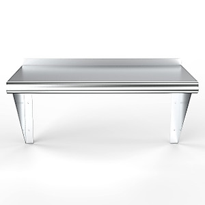 Express KitchQuip NSF Certified 18 Gauge Heavy Duty Stainless Steel Wall Shelf with Brackets for Kitchens, Utility Rooms, Storage, Offices & Home (24"x18")