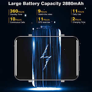 KOSPET MAX GPS Android Smartwatch with 4G LTE and 2.86 inch Touchscreen with Stainless Steel Body and Face Unlock Feature, Black