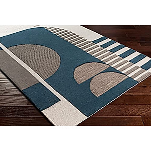 Mark&Day Area Rugs, 9x12 Vinkebrug Modern Teal Area Rug Blue Gray White Carpet for Living Room, Bedroom or Kitchen (8'10" x 12')