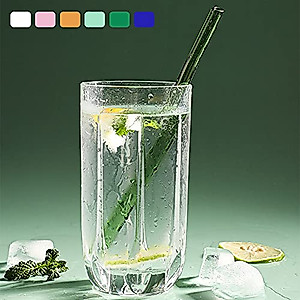 Reusable Glass Straws, 12-Pieces Drinking Straws with 2 Cleaning Brushes, Dishwasher Safe for Shatter Resistant, Eco Friendly Reusable Straws - Multicolor