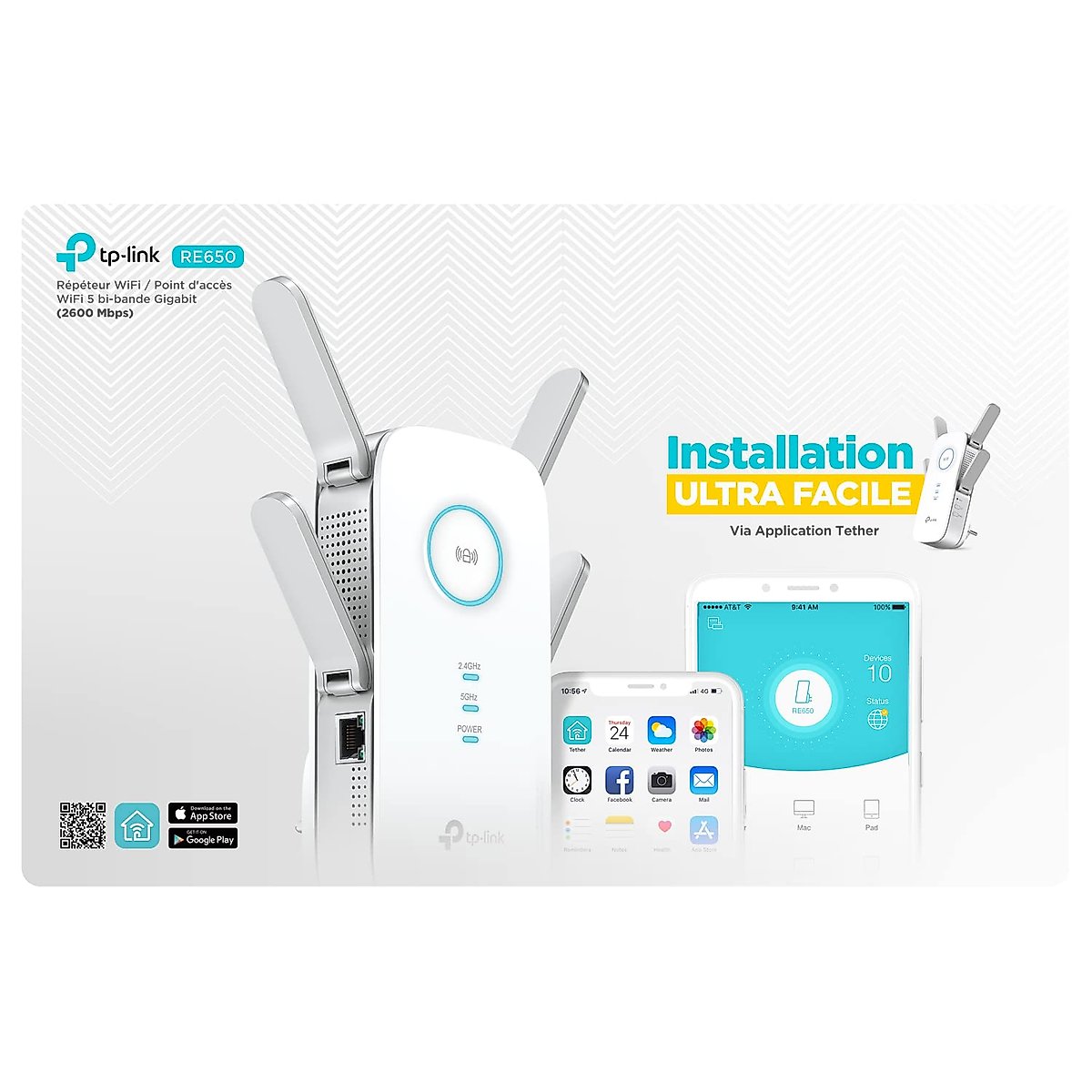 TP-Link RE650 v1. 0, AC2600 Wi-Fi Range Extender