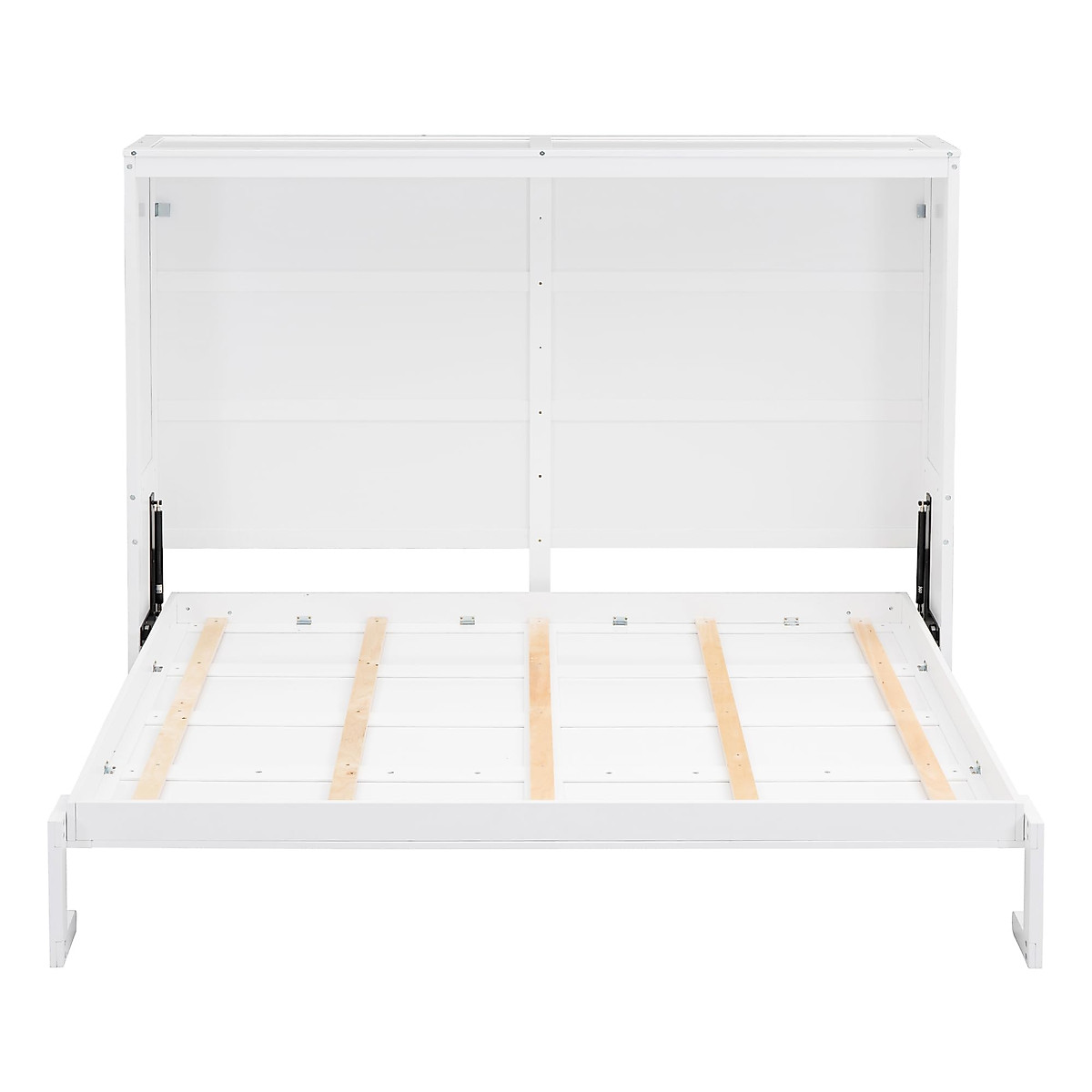 DEINPPA Queen Murphy Bed Cabinet, Space-Saving Wall Bed Frame for Multipurpose Guest Room or Home Office-White