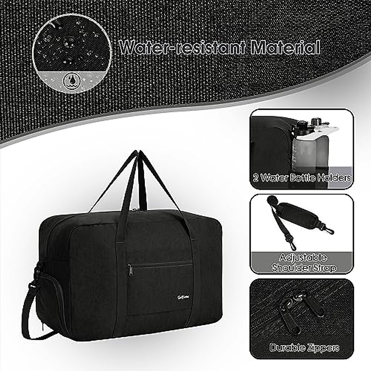 sportsnew Sports Gym Bag with Wet Pocket & Shoes Compartment, Travel Duffel Bag for Men Women Lightweight with Adjustable Shoulder Holder, Black