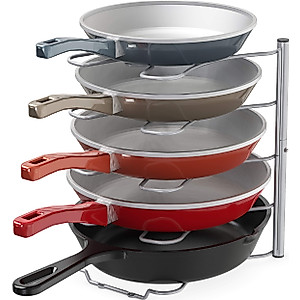 Deco Brothers Pan Organizer Rack for Kitchen Cabinet and Counter, Silver