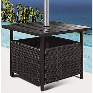 Outdoor Patio Rattan Wicker Steel Side Deck Table