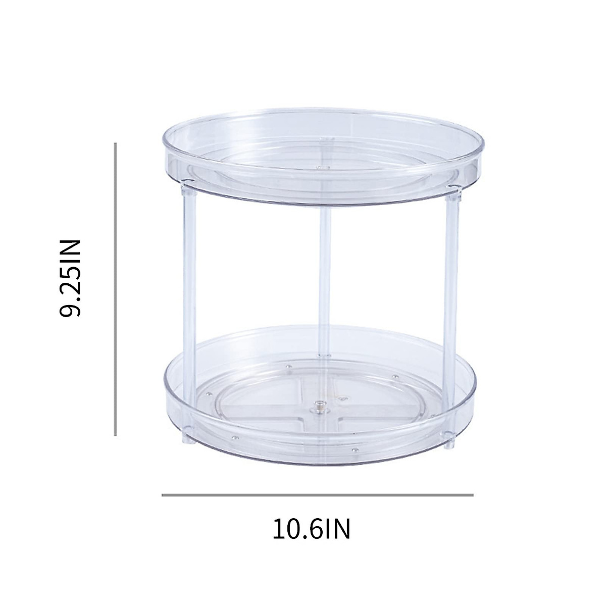 Hexli 2 Tier Clear Lazy Susan Organizer, 360 Degree Rotating Round Lazy Susan Turntable 9" Non-Skid Rotating Organization Storage Container for Cabinets, Pantry, Countertops etc