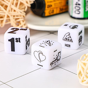 Landhoow 3 Pcs Dinner and a Movie Decider Dice Valentines Day Gifts for Him Her Decision Dice with a Black Velvet Storage Bag for Couples Games Wedding Honeymoon Anniversary Present, 0.8 Inch