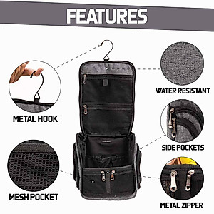 fjackets Toiletry Bag Grey Travel Containers For Toiletries With Cruise Ship Essentials - Road Trip Essentials -Airplane Travel Essentials, Travel Accessories - Bathroom & Shower Organizer