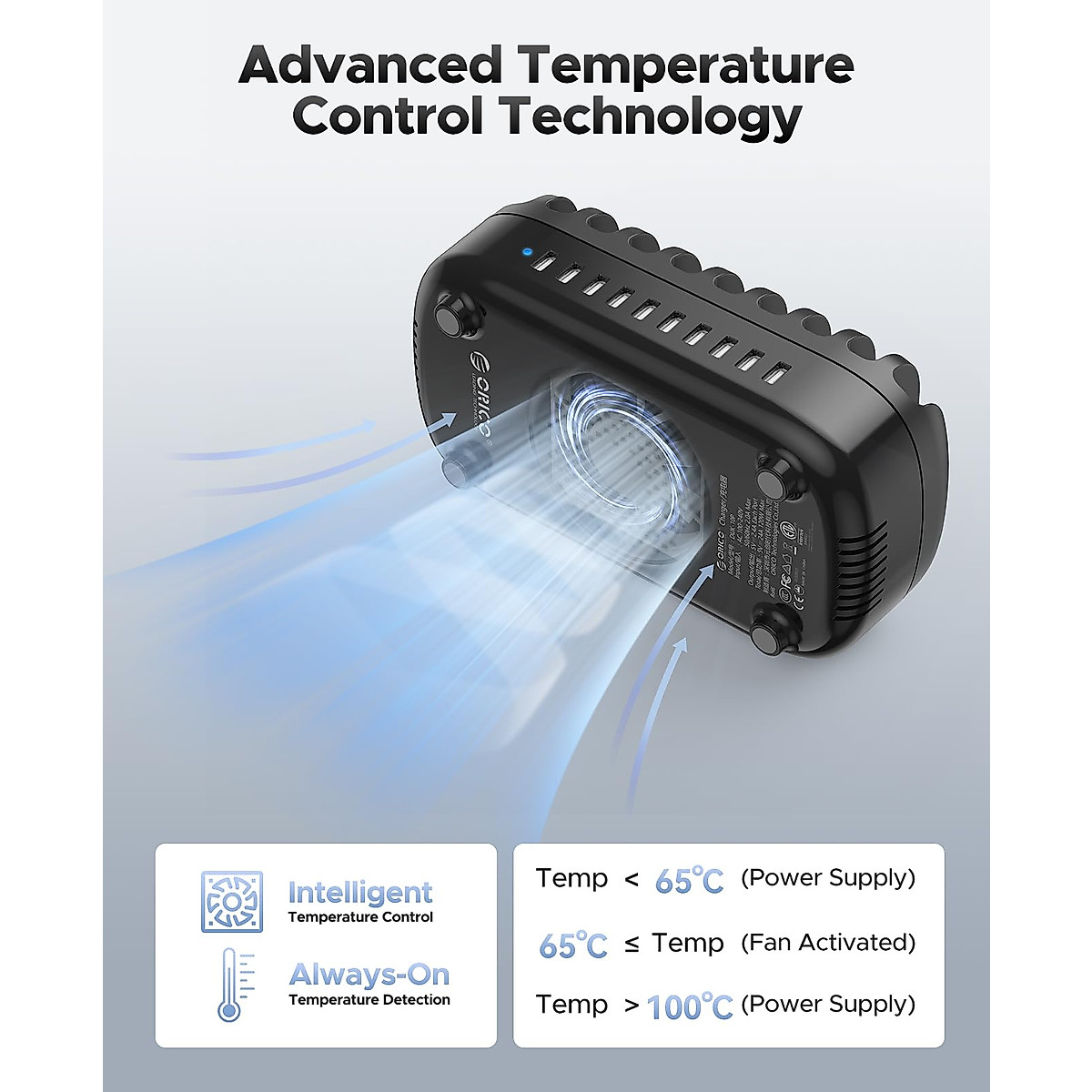 ORICO 120W Charging Station for Multiple Devices, 10-Ports USB Charging Docking Organizer Station, Multi USB Charging Station Compatible with iPad, Tablet, Kindle, Airpods and Cell Phone