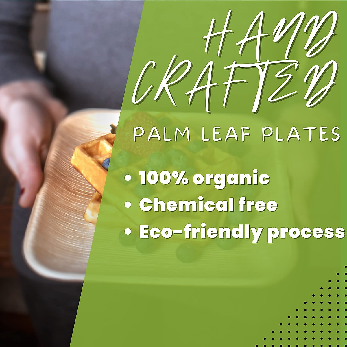 Shy Leaf Disposable Bamboo Plates (60 PLATES) + 120 Piece Wooden Cutlery Set - 8 inch & 10 inch Palm Leaf Plates - Party Plates - 100% Biodegradable & Eco Friendly Compostable Plate Set