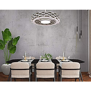 Todays Fans LUMIO Bladeless Ceiling Fan, 6 Speeds with Dimmable LED Light (28", White)