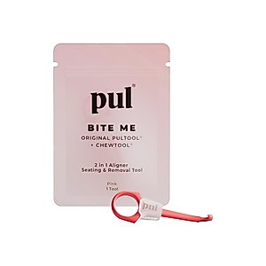 PUL Chew tool & Clear Aligner Removal 2 in 1 Combo Tool - Compatible With Invisalign Removable Braces & Trays, Aligners, Retainers, Dentures - Hygienic Oral Care - Compact & Durable - 1 Pack, Pink