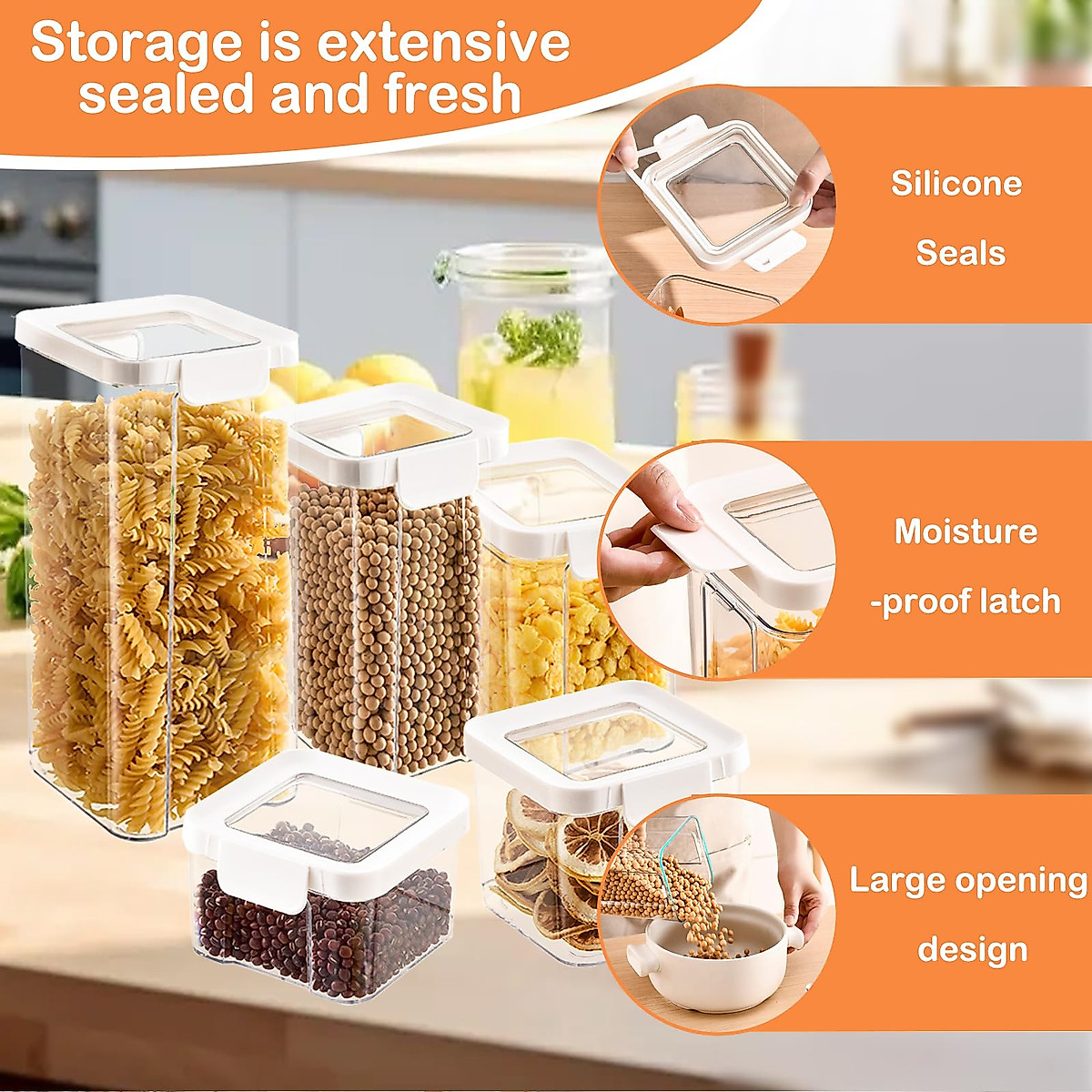 Maggiemiss Multifunctional Sealed Food Storage Tank-Durable and Stackable,Suitable for a Variety of Scenarios,Environmentally Friendly and Reusable (white cover-1300ml)