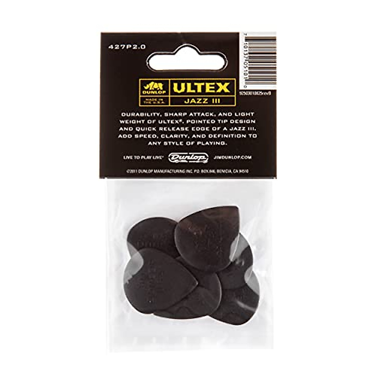 Dunlop 2.0mm Ultex® Jazz III, 2.0mm, 6/Player's Pack