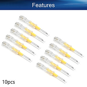 Heyiarbeit 2pcs Voltage Tester AC/DC 100-500V Tester Screwdriver with 3.5mm Slotted Phillips Screwdriver Circuit Tester Pen Electric Contact Voltage Tester for Circuit Test, Clear and Yellow