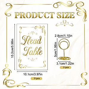 ZhouBoat 31 Sets Gold White Table Number Cards with Holders, 1-30 and Head Table Holder Wedding Table Numbers Stand Place Card for Restaurants Party Centerpieces