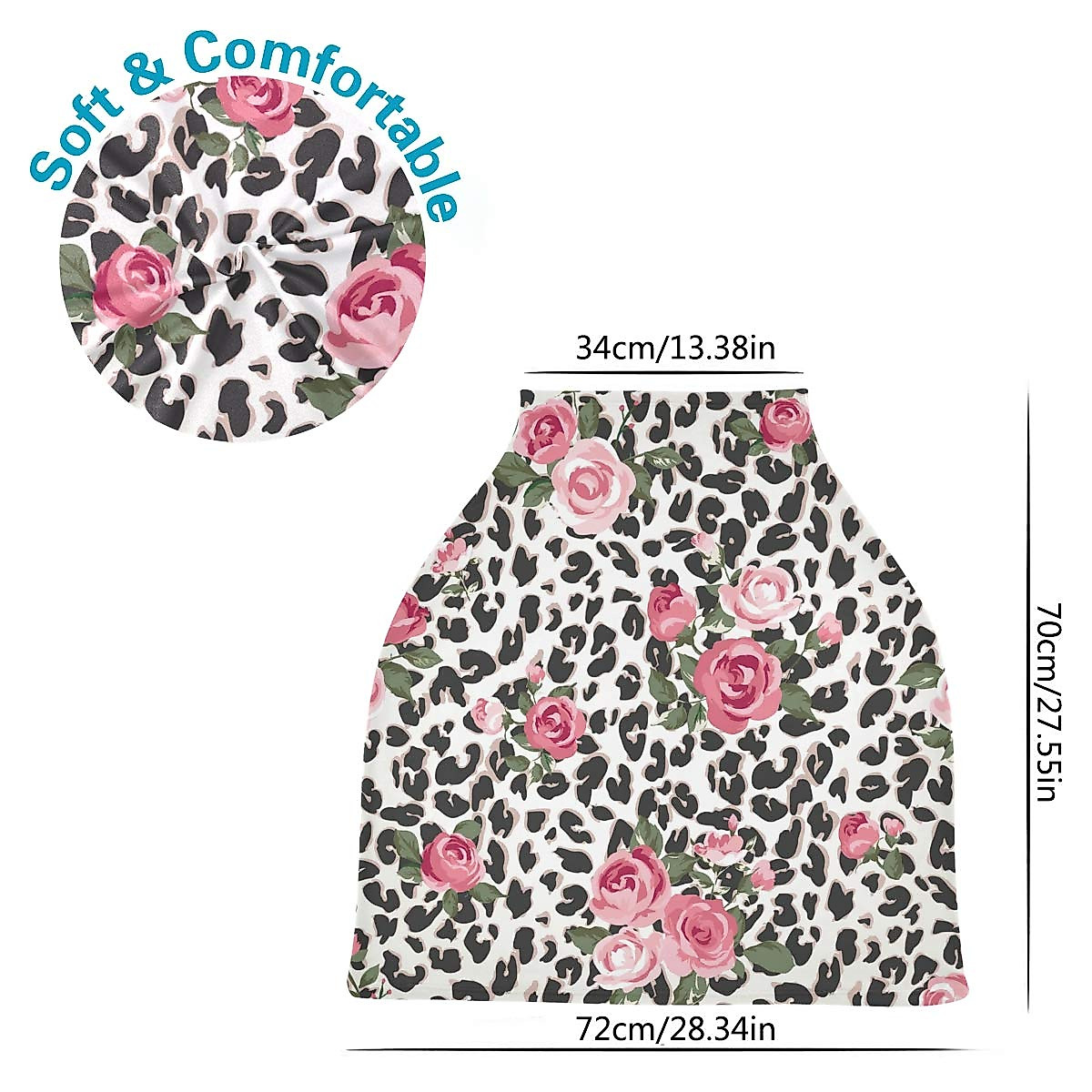 Nursing Cover Breastfeeding Scarf Rose Leopard Cheetah- Baby Car Seat Covers, Stroller Cover, Carseat Canopy (j)