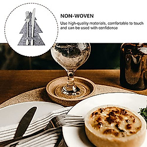 8Pcs Christmas Tree Design Cutlery Bag Home Tableware Cover Table Decor Grey Decor for Celebration Party