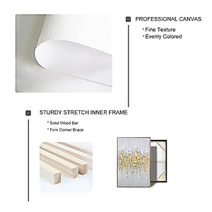 Zessonic Framed Gold Abstract Wall Art - Glam Gold Hand-Painting Canvas Art for Living Room Bedroom Decor Glitter Abstract Artwork for Modern, Contemporary Decor, 24" x 36" x 3 Panel