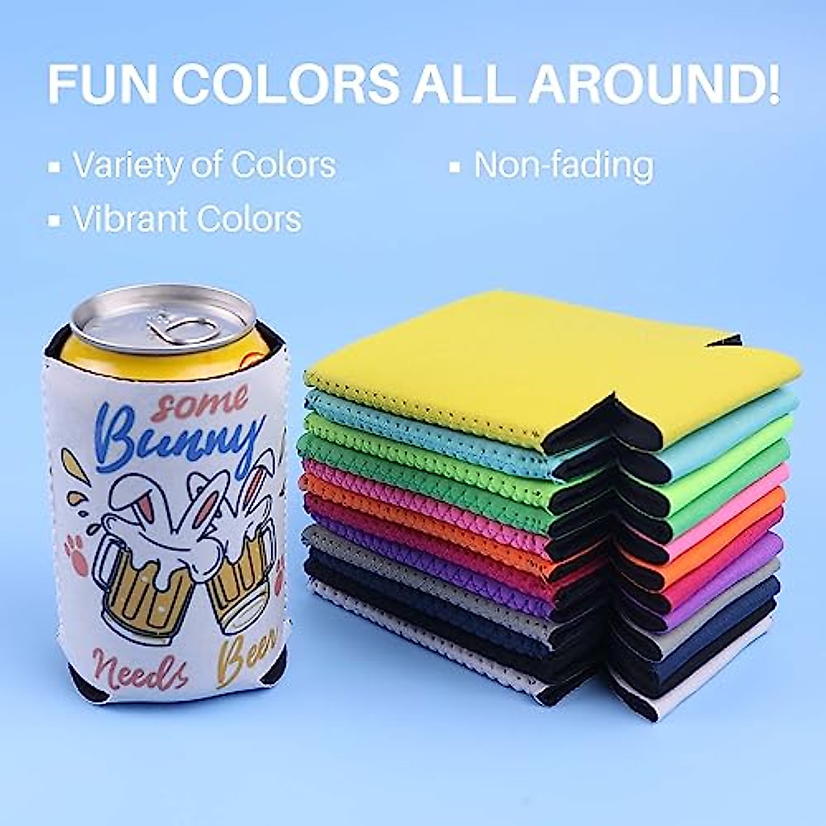 HTVRONT Can Coolers Sleeves 25 Pack - Sublimation Can Coolers Blanks Multicolor for 12 OZ/16OZ Cans Soft Drinks, 12 OZ Bottles Beer - Suitable for HTV Projects, Embroidery, Gift, Party, Wedding