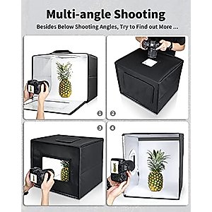 Glendan Portable Light Box Photography, 16"x12" Professional Dimmable Photo Box with 112 High Color Rendering Index LED Lights & 8 Color PVC Backdrops for Jewelry and Small Item Product Photography