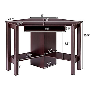 MJWDP Wooden Corner Desk with Drawers Computer Computer Desk Study Home Office Writing Study Desk