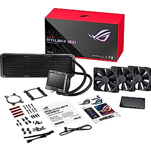 ASUS ROG Ryujin II 360 RGB all-in-one liquid CPU cooler 360mm Radiator (3.5"color LCD, embedded pump fan and 3xNoctua iPPC 2000PWM 120mm radiator fans,compatible with Intel LGA1700, 1200 & AM4 socket)
