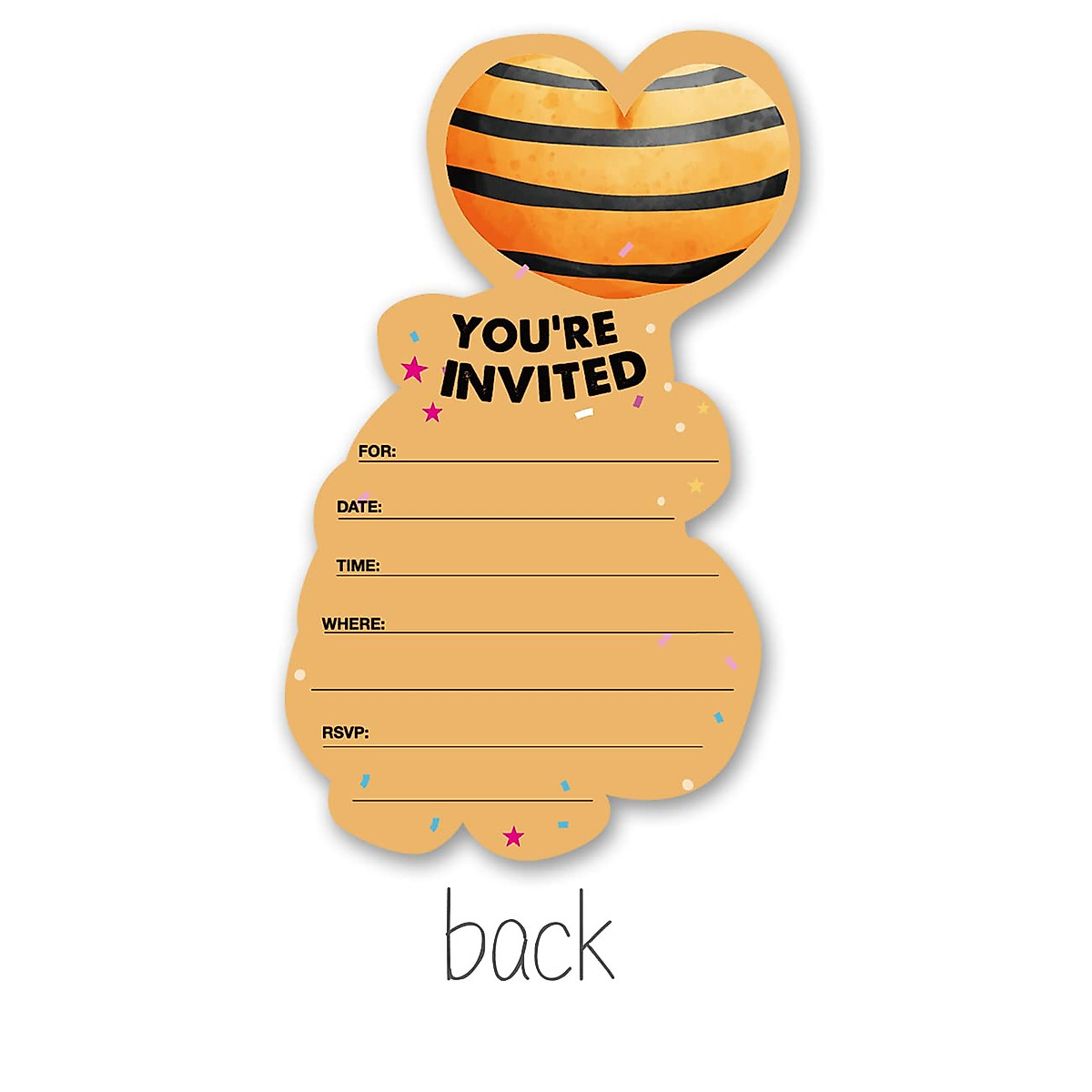 Bee Gnome Party Invitations with Envelopes, 20 Set Bee Gnome Shaped Invitations Birthday Bday Party Invites Supplies Favors, Double-Sided