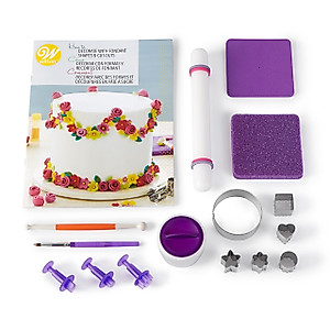 Wilton How to Decorate with Fondant Shapes and Cut-Outs Kit - 14-Piece Cake Decorating Kit with 3 Fondant Cutouts, Fondant Shaping Set, Roller, Dusting Pouch, 6 Cutters, Video Tutorial