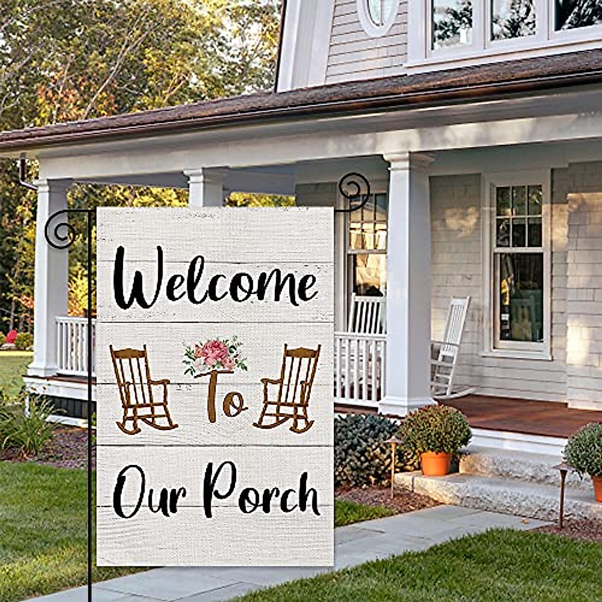 AGMdesign Welcome to Our Home Garden Flag, Double Sided Waterproof Burlap Yard Flag Seasonal Summer Outdoor Decoration 12.5 x 18 Inch
