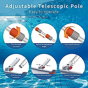 AgiiMan Swimming Pool Brushes with 16ft Pole -18 Polished Nylon Bristles Pool Brush Head - Designed for Cleans Walls, Tiles & Floors Effortlessly