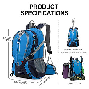 INOXTO Small Hiking Backpack with 2L Water Bladder and Waterproof Rain Cover, 25L Hydration Backpack Hiking Daypack Camping Backpack for Travel Cycling Hiking Camping Outdoor for Men and Women