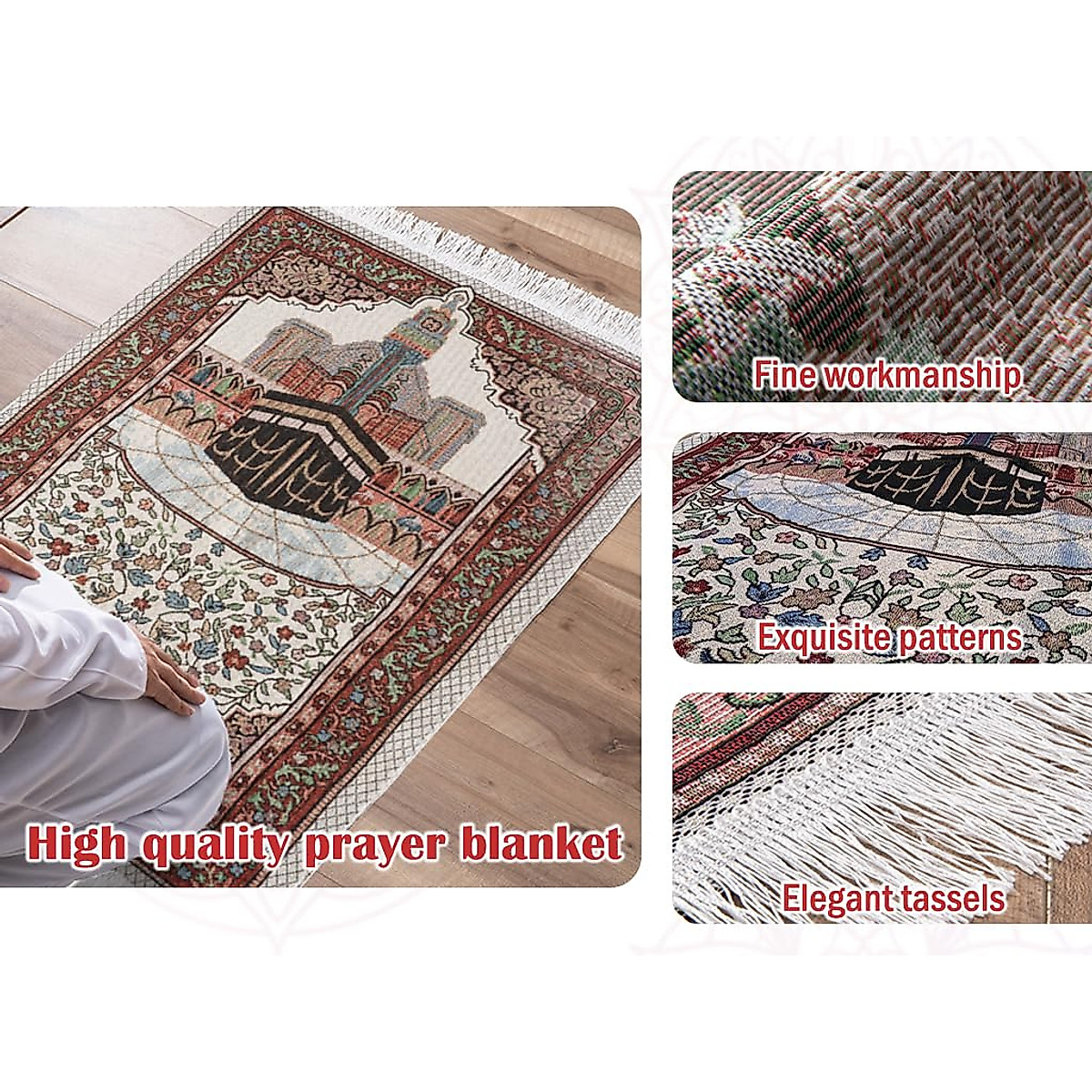 Anlising Prayer Mat, Prayer Mat Islamic, Muslim Prayer Rug, Prayer Mat Islam, with Elegant Design Bags, for Ramadan Islamic Muslim Prayer, Great Gift for Family, Lover and Friends