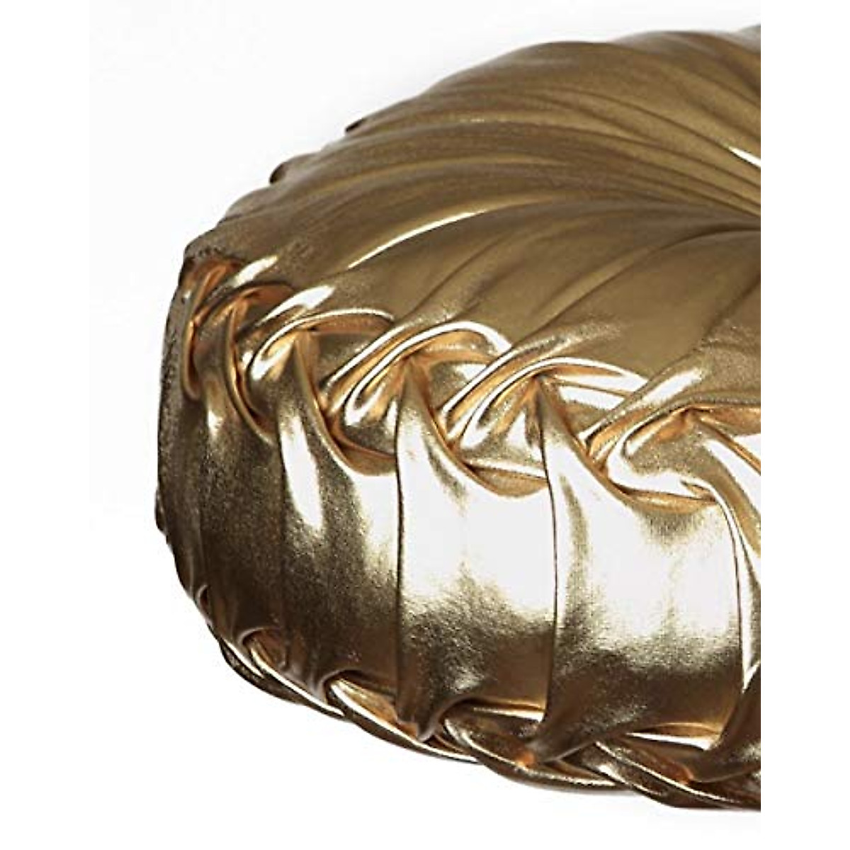 Tresshouse European Round Throw Pillows, Soft Spandex Fabric Pumpkin Pleated Handmade Metallic Accent Circle Insert Cushion Diamond to Enhance for Sofa Bedroom Livingroom Couch Cover Chair Gold