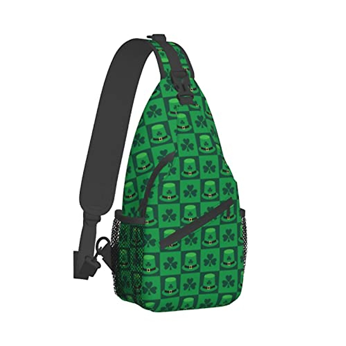 MANQINF St. Patrick's Day Sling Bag Crossbody Backpack for Men Women Lucky Shamrocks Sling Backpack Hiking Daypack