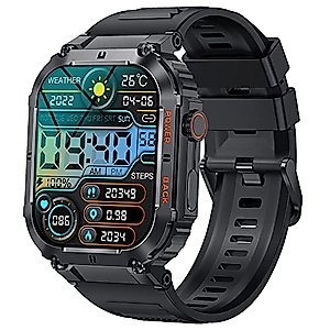 Amazpro Smart Watch for Men,1.96 Inches HD Outdoor Tactical Sports Rugged Smartwatch,Smart Watch with Bluetooth Call ,100+Sports Modes Fitness Tracker, Ip67 Waterproof Smart Watches for iPhone Android