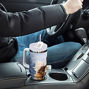 MCHIVER White Cute Sheltie Snow Tumbler with Lid and Straw 40 oz Insulated Water Bottle Leakproof Tumblers for Coffee Water Tea