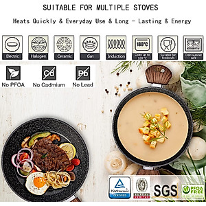 Vkoocy Non Stick Frying Pan Skillet Set, 8" 9.5" 11" Nonstick Pan Set Induction Cookware Set Omelet Pans, Granite Stone Chef's Pan, Black Kitchen Pan Set