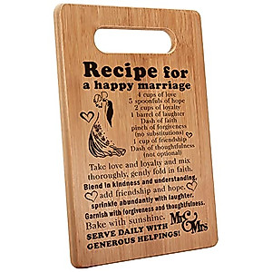 MY-ALVVAYS Wedding Gifts, Marriage gift, Mr and Mrs Gifts, Wedding Presents for Newlyweds, Recipe Cutting Board Gift, 7"x 11" -048
