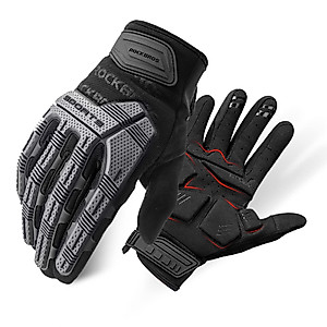 ROCKBROS Mountain Bike Gloves Dirt Bike Gloves Motorcycle Cycling Gloves with 6MM Gel Pad Touch Screen Knuckle Protection Gloves for BMX MX ATV MTB Racing Black-M