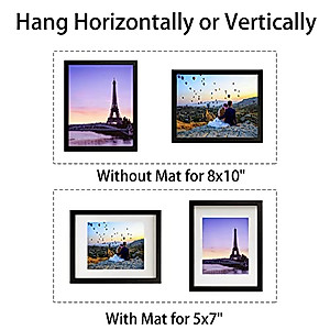 8X10 Picture Frame Set of 4, Picture Frames Collage Wall Decor,5x7 with Mat or 8x10 Without Mat, Picture Frames 8 by 10 for Table Top Display Pictures Wall Gallery Picture Frames Easter Decorations