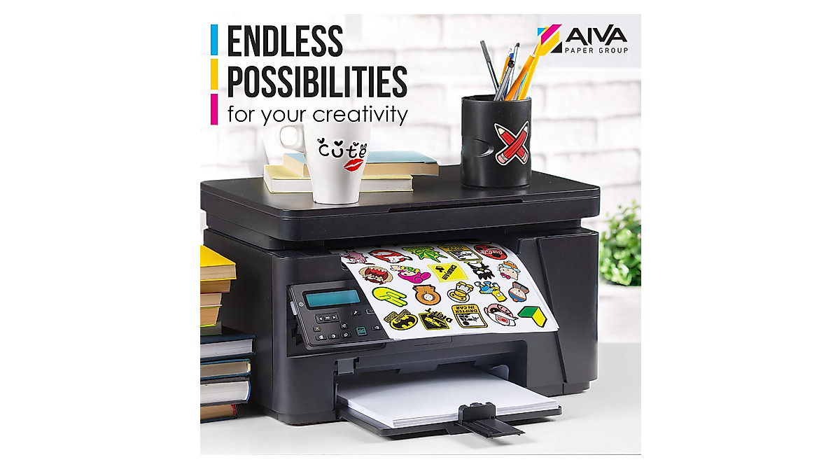 Printable Vinyl Sticker Paper for Laser Printer - Glossy White