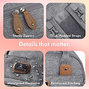 Dikaslon Diaper Bag Backpack with Portable Changing Pad, Pacifier Case and Stroller Straps, Large Unisex Baby Bags for Boys Girls, Multipurpose Travel Back Pack Moms Dads, Gray