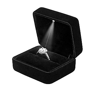 GBYAN Velvet Ring Box with LED Light Jewelry Display Gift Box for Proposal,Engagement, Wedding
