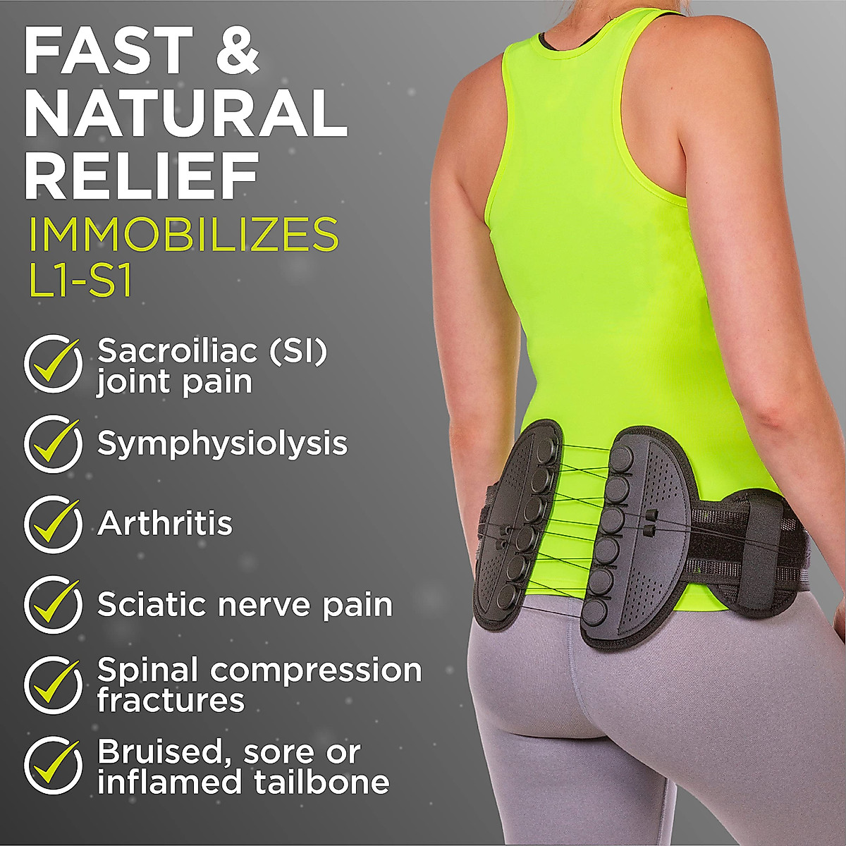 BraceAbility SI Joint Belt - Sacroiliac Compression Back Brace for Sacral Dysfunction, Coccyx Pain Relief and Bruised or Broken Tailbone Inflammation Treatment with Hip Support Pads (One Size)