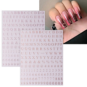 JMEOWIO 9 Sheets Number Letter Nail Art Stickers Decals Self-Adhesive Pegatinas Uñas Colorful Nail Supplies Nail Art Design Decoration Accessories
